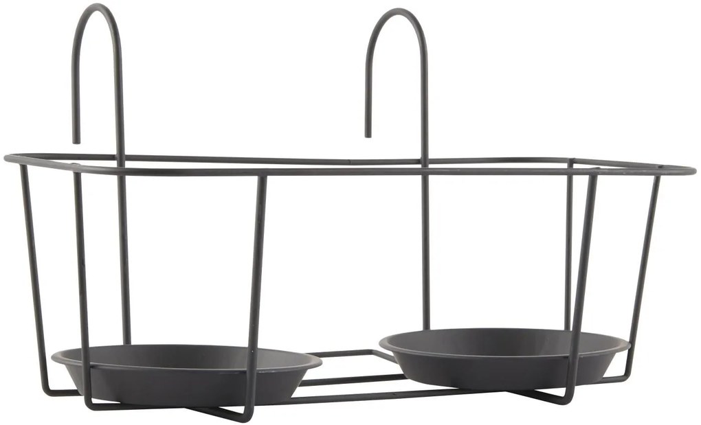 IB LAURSEN Závěsný držák na dva květináče, černá barva, kov 24,5cmxx20,5cm
