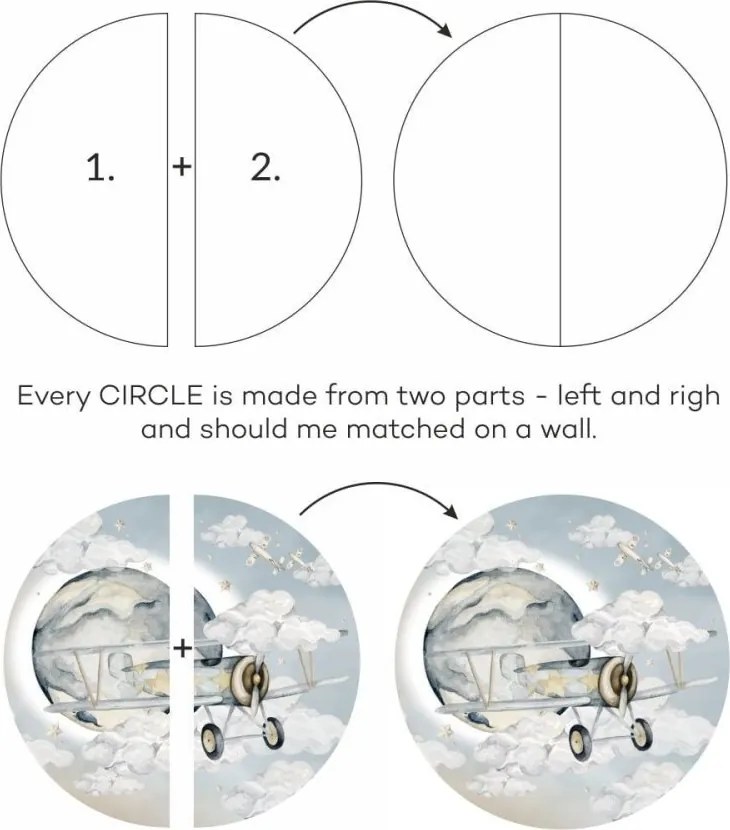 Samolepka do dětského pokoje letadlo v kruhu M