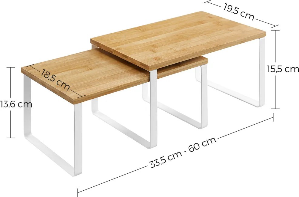 Sada bambusových organizérů CEZAR, 2ks, hnědá/bílá SongmicsHome