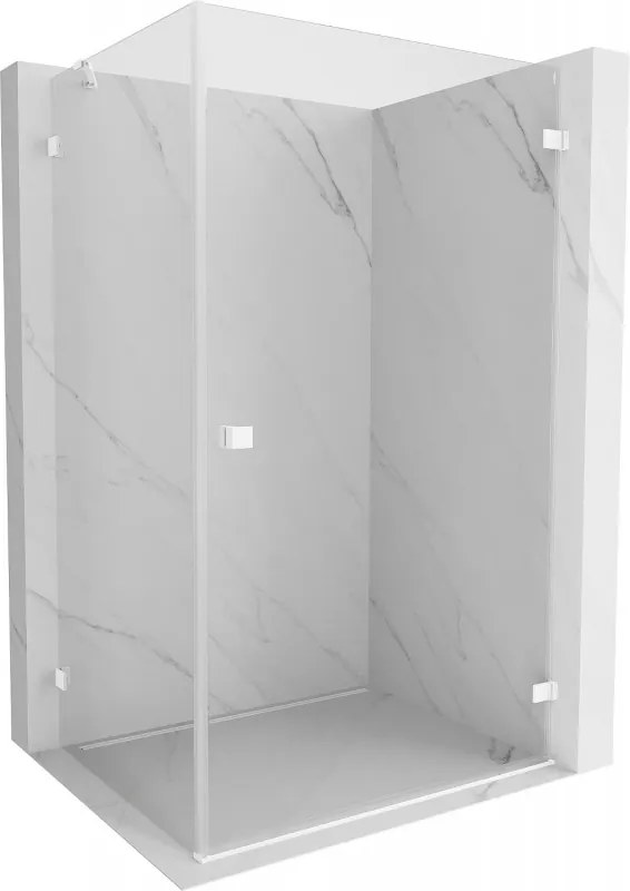 Mexen Lunar-B, pravostranný výklopný sprchový kout 100 x 90 cm, 8mm čiré sklo, bílý profil, 832-100-090-20-00-P