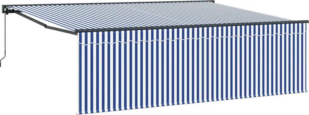 Stahovací markýza Modrá a bílá 400 × 300 cm Polyester a hliník 3330853