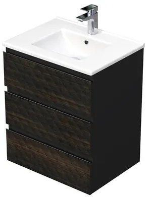 Koupelnová skříňka s umyvadlem SAT Cube Way 60x71x46 cm hnědá mat CUBE3D603ZHMOD