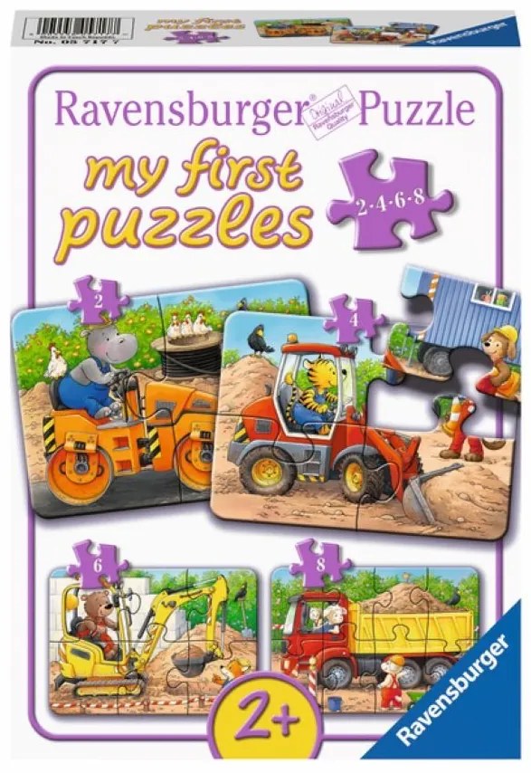 Puzzle zvířata na staveništi 2/4/6/8 dílků