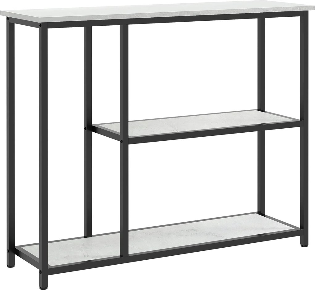 HOMCOM Konferenční stolek, Stůl do předsíně se 3 policemi, 100 x 30 x 80 cm, Boční stolek, Malý výstavní stolek pro malý prostor, Předsíň, Chodba, Obý