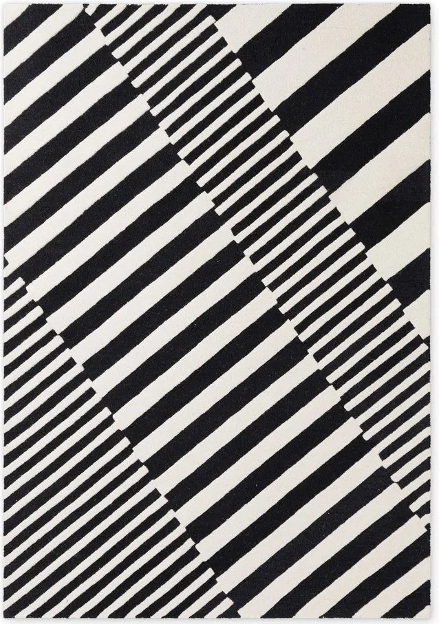 Černobílý ručně tkaný vlněný koberec 200x290 cm Stryve Flux – Elle Decoration