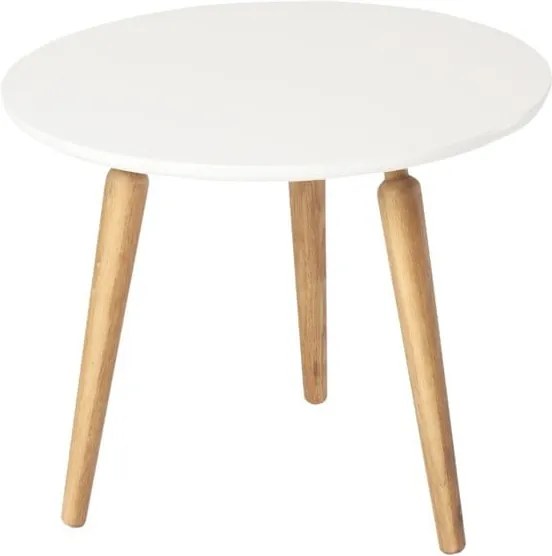 Konferenční stolek s bílou deskou z dubového dřeva Folke Cappuccino, výška 50 cm x ∅ 60 cm