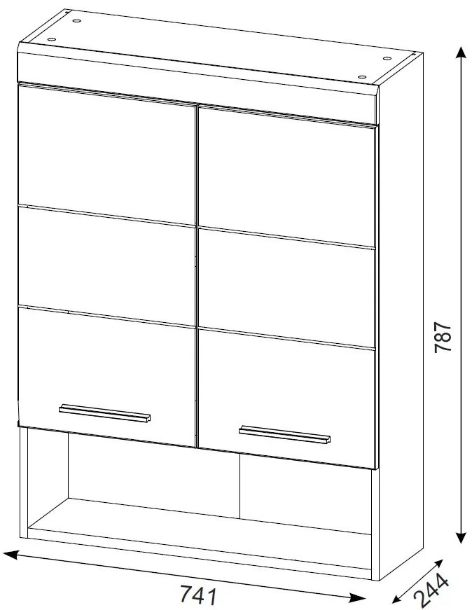 Nástěnná skříňka Scout, šedý dub/bílá lesk