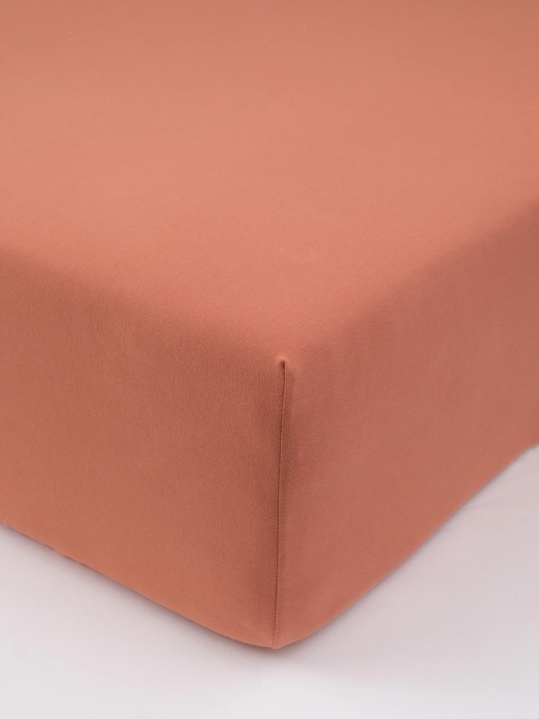 MK Lůžkoviny Jersey prostěradlo s elastanem 220 × 200 cm – terakota