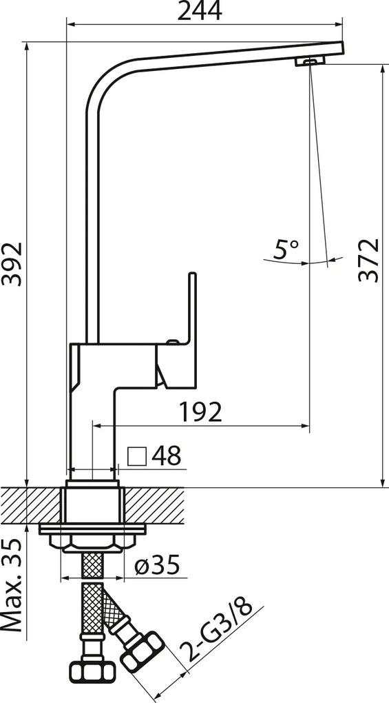 Sapho Fracto dřezová baterie stojánková bez výpusti chrom FA125