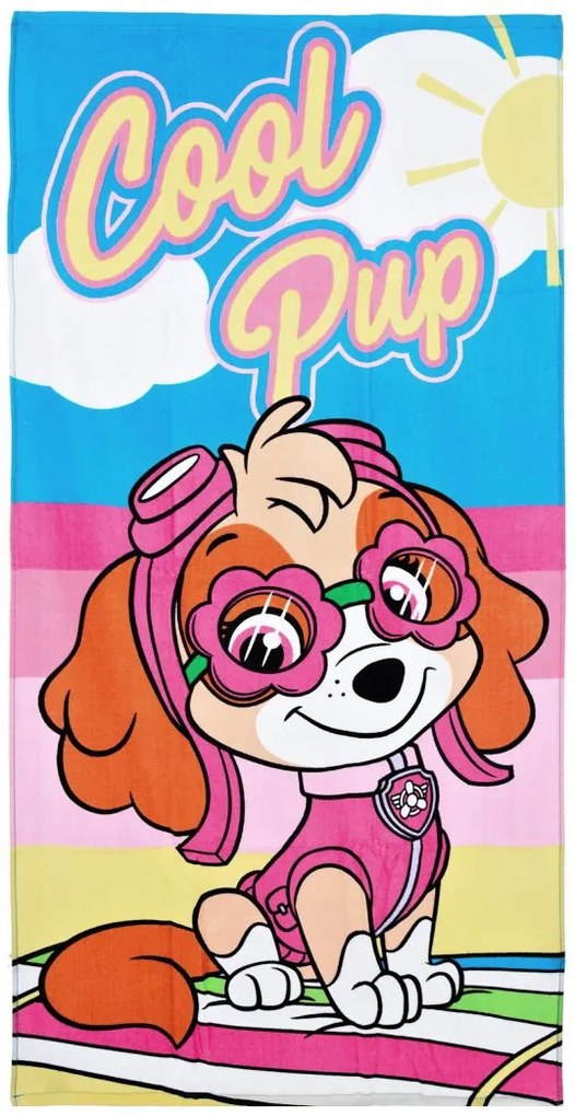Dívčí plážová osuška Tlapková patrola - Paw Patrol - motiv Cool Pup - 100% bavlna - 70 x 140 cm
