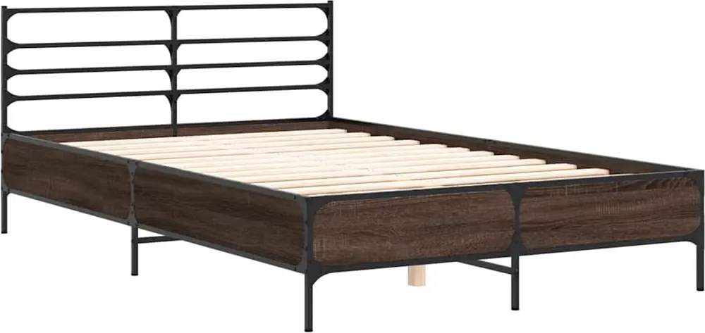 Rám postele hnědý dub 120 x 200 cm kompozitní dřevo a kov 3280041
