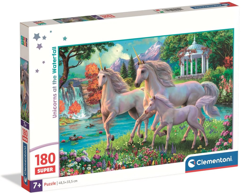Clementoni - Puzzle 180 Super Jednorožci u vodopádu