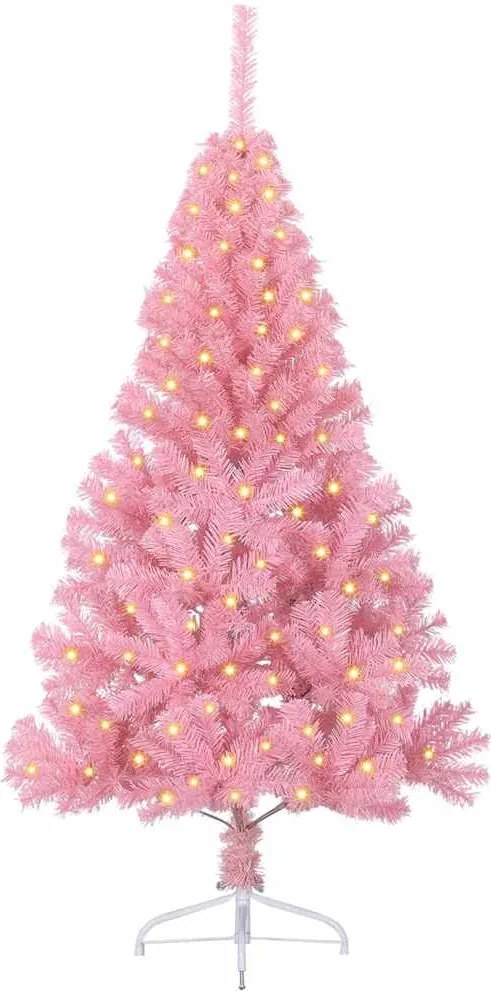 Umělý osvětlený vánoční stromeček Růžová 150 cm PVC 3397059