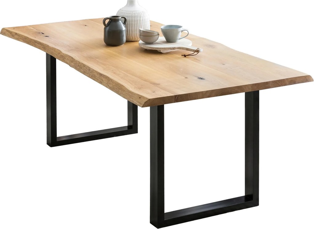 XXXLutz JÍDELNÍ STŮL, dub, přírodní barvy, černá, 160/90/75 cm P & B - Jídelní stoly - 001769018803