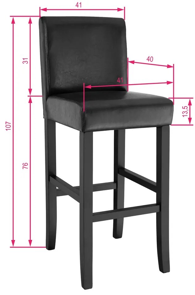 Tectake Barová židle dřevěná černá
