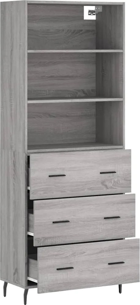 Skříň highboard šedá sonoma 69,5 x 34 x 180 cm kompozitní dřevo 3189403