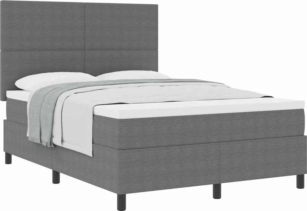 Postel s boxspringem s čelo Světle šedá a bílá 140 x 190 cm 3337555