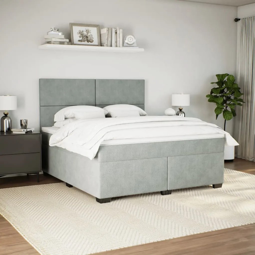 Box spring postel s matrací světle šedá 180x200 cm samet 3293272