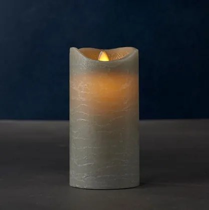 Vosková LED svíčka, 15 cm, šedá
