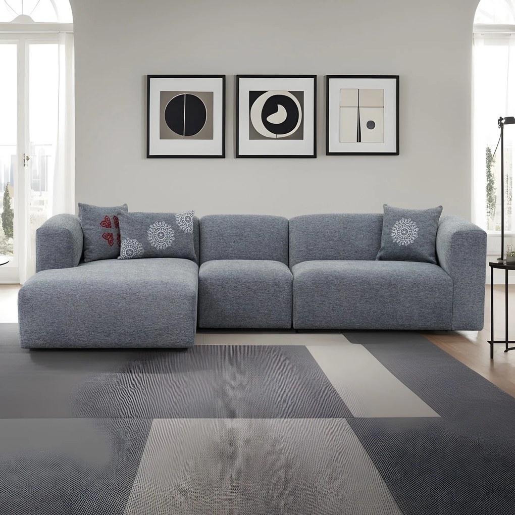Hanah Home Rohová pohovka LINDEN levá šedá