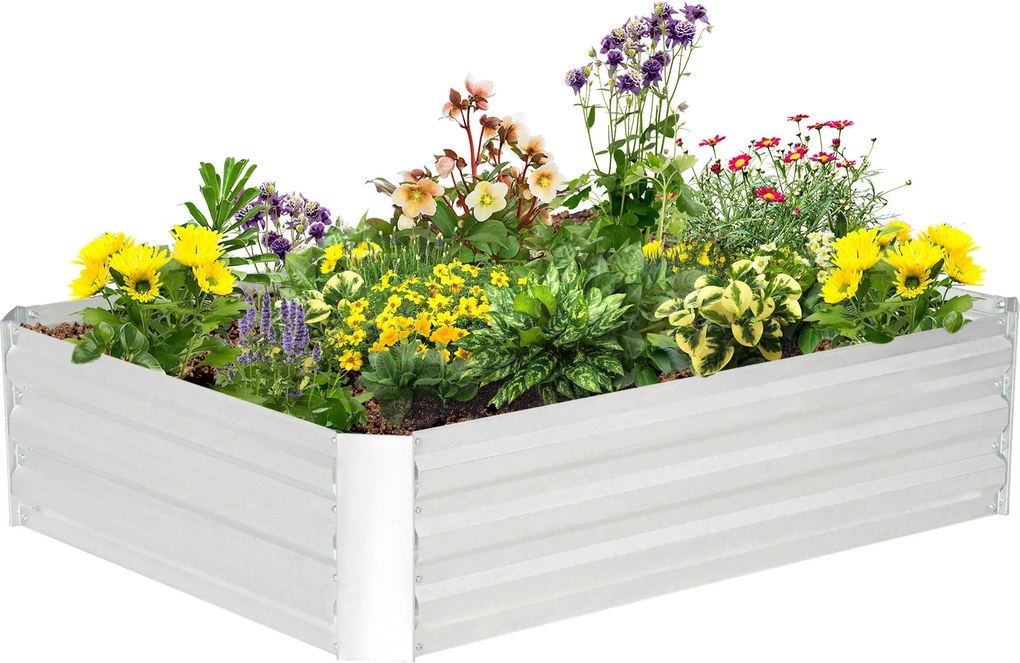 Vyvýšený záhon Outsunny z oceli, zahradní truhlík pro skleníky, květinový box stohovatelný, truhlík pro zeleninu 120x90x30cm na zahradní balkon, truhl