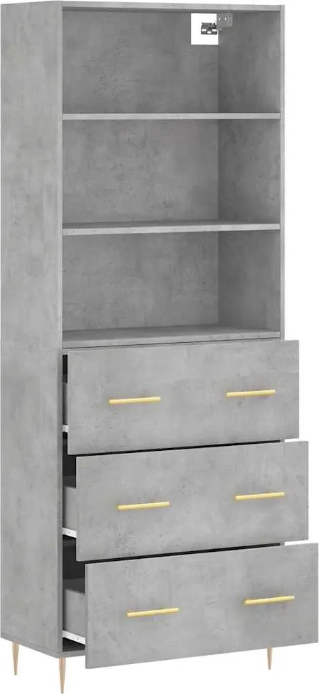 Skříň highboard betonově šedá 69,5x34x180 cm kompozitní dřevo 3189369