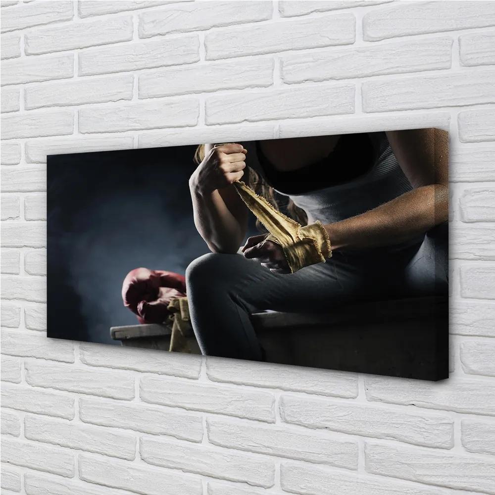 Obrazy na plátně Žena bandáž rukavice 120x60 cm