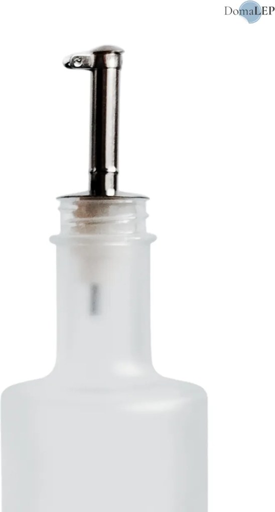 Skleněná láhev na olej 200 ml bílá mléčná s nerezovou nálevkou VILO
