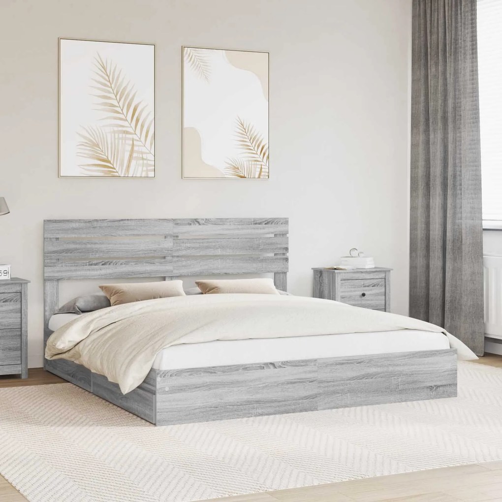 Postel s úložným prostorem se zásuvkou Šedá Sonoma 180 x 200 cm 3411553