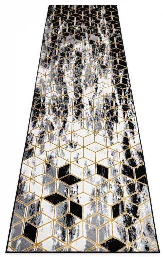 Koberec Běhoun kusový GLOSS 409A 82 Šestihran 3D šedý / zlatý / černý Rozměr: 70x200 cm