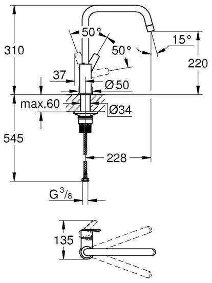 GROHE 30470DC0 - Dřezová baterie START 310 mm nerez