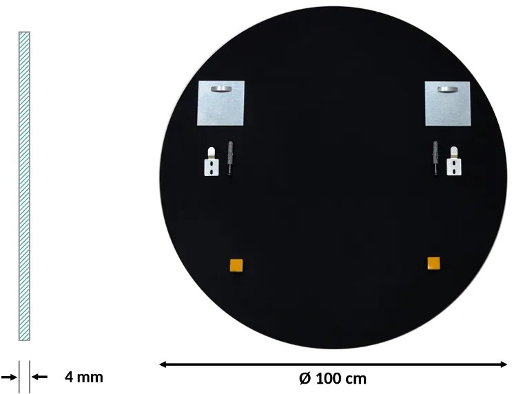 Kulaté nástěnné zrcadlo bez rámu fi 100 cm