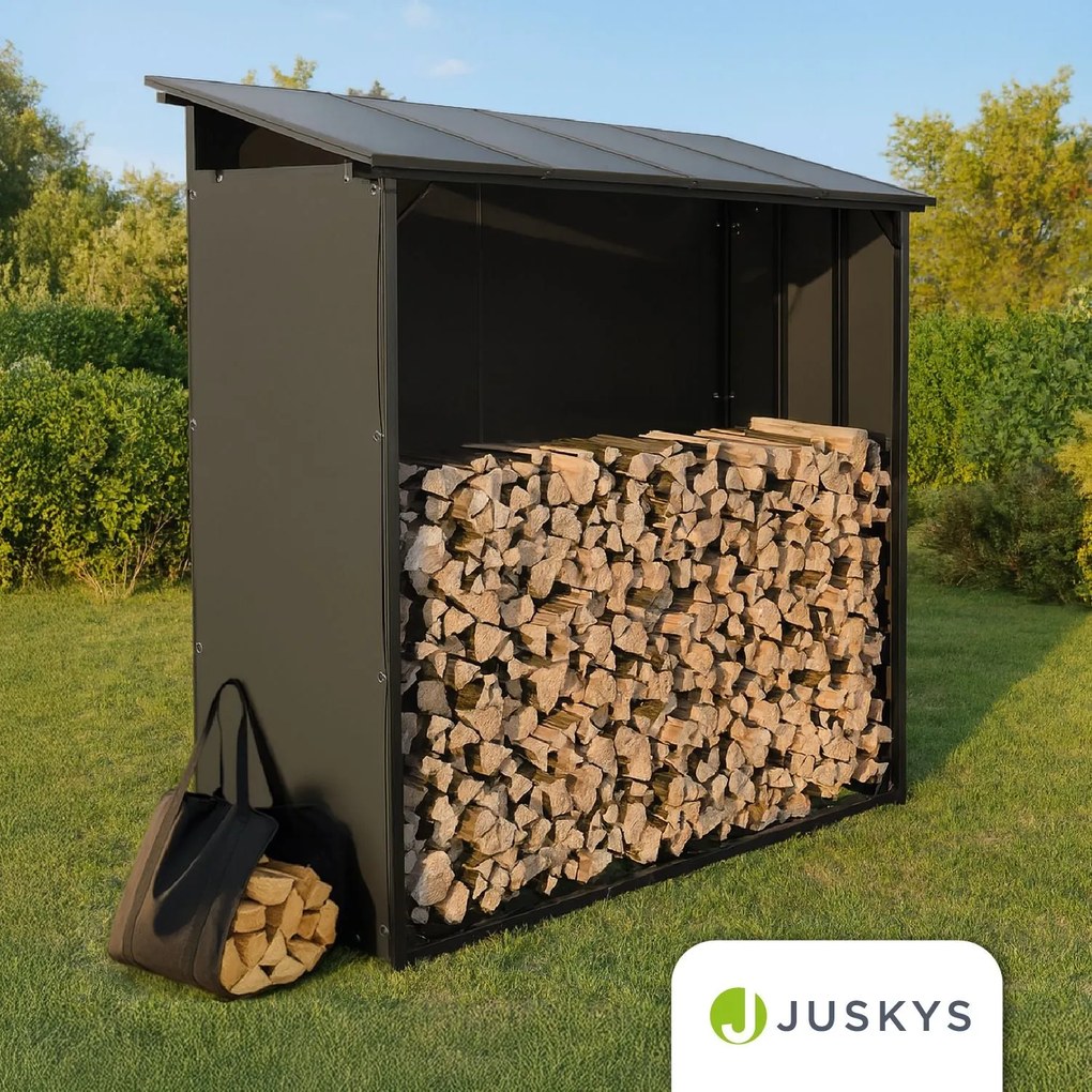Juskys Venkovní stojan na dřevo se stříškou, 2,4 m³