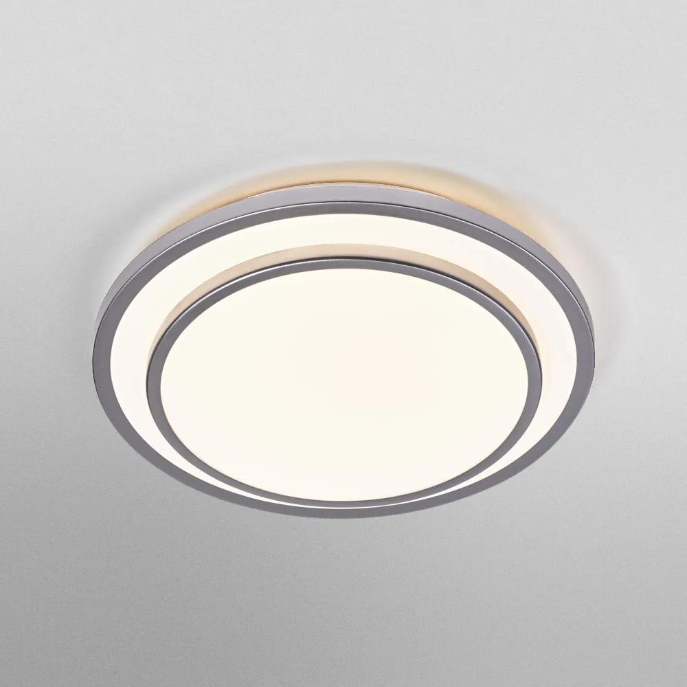 LED stropní svítidlo stříbrné 16 W BERLIN 300 mm, teplá bílá