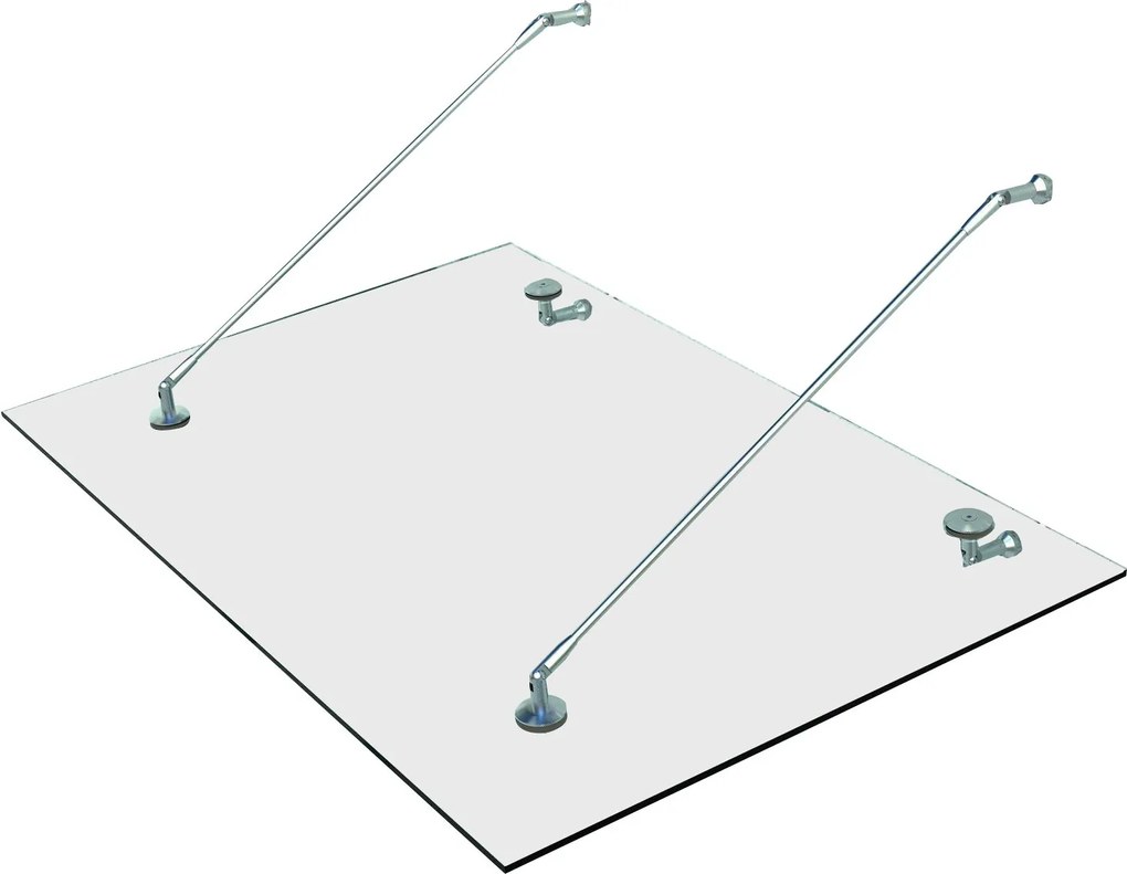 HOMCOM Skleněný přístřešek - Dveřní přístřešek z tvrzeného skla, nerezová ocel 304, čiré sklo 150 x 90 cm | Aosom
