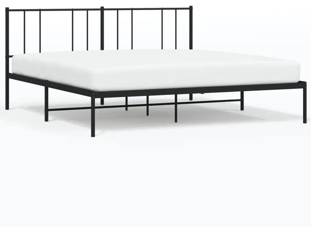 Kovový rám postele s čelem černý 193 x 203 cm,  352486