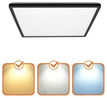 LED Koup. svítidlo se senzorem NIVERA LED/12W/230V IP54 22,5x22,5 cm černá + DO