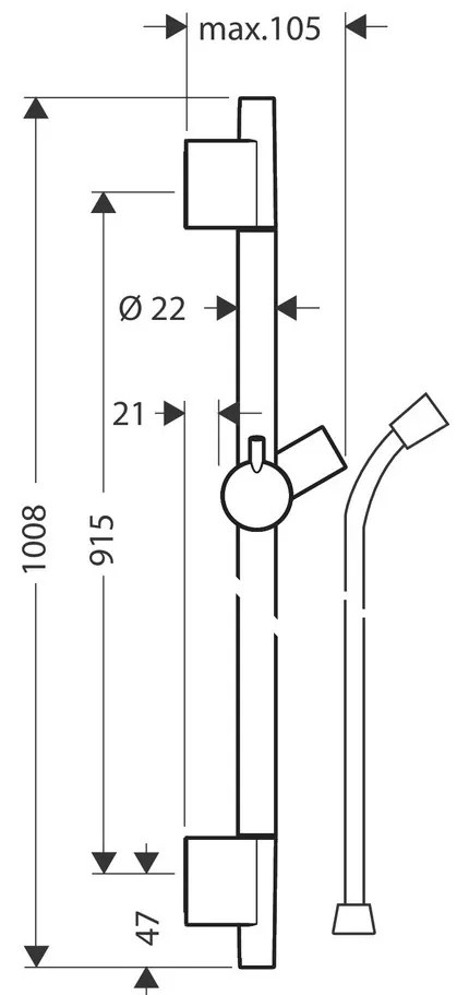 Hansgrohe Unica, S Puro sprchová tyč 900 mm se sprchovou hadicí Isiflex 1600 mm, leštěný vzhled zlata, HAN-28631990