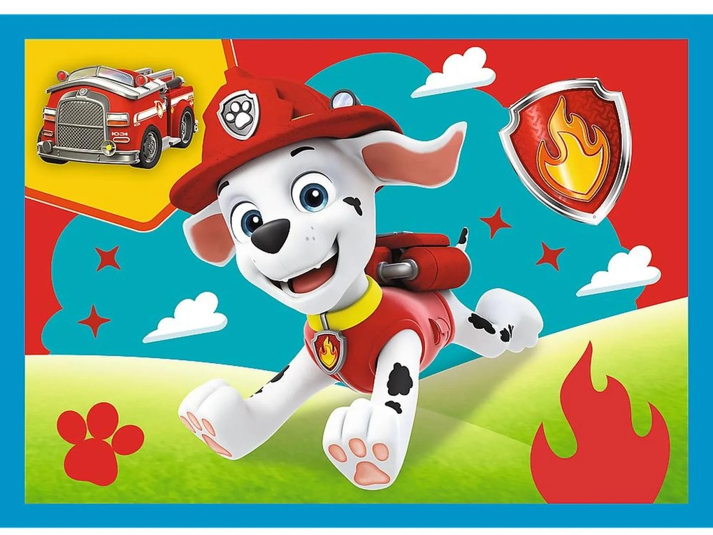 Trefl Puzzle 4v1 Štěňata v běhu Tlapková patrola/Paw Patrol 28,5x20,5cm v krabici 28x28x6cm