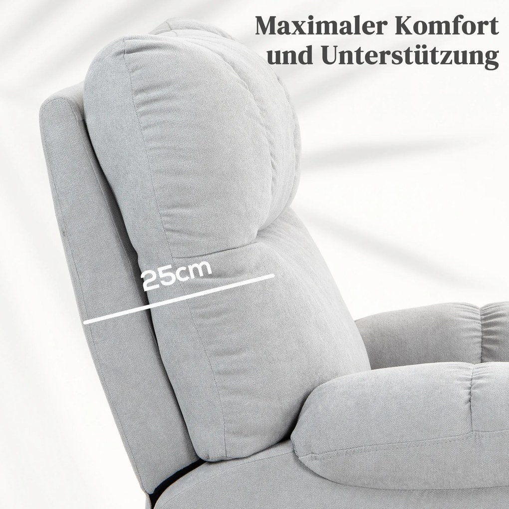 HOMCOM Křeslo pro seniory se stojanem, elektrické, se 3 režimy, 8 masážními body, vyhřívání, pěnové, 91 x 95 x 109 cm, světle šedé| Aosom