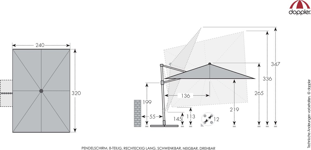 Doppler myZone 320 x 240 cm světle šedá