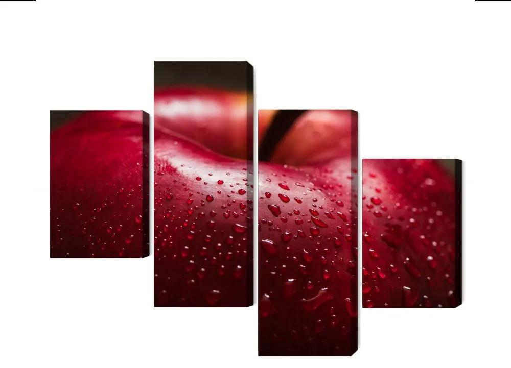 Vícedílný obraz Červené Jablko V Makro Měřítku Nedostatek Nedostatek Přírodní plátno 240x150