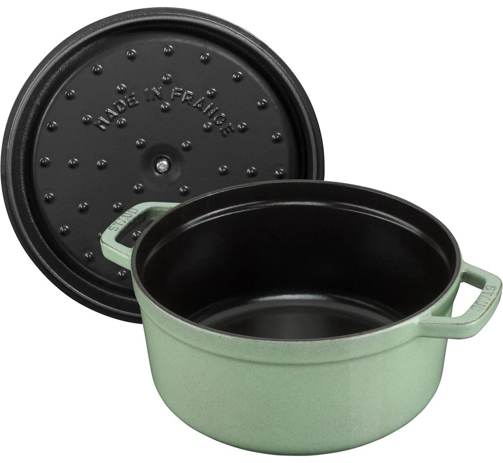 Staub Cocotte hrnec kulatý 22 cm/2,6 l šalvějově zelená, 11022115