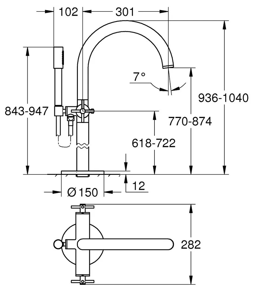 Grohe Atrio - Vanová baterie, chrom 25044003