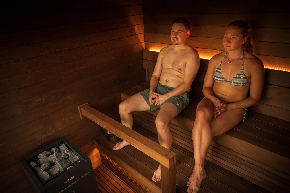 Sauna Kirami FinVision® - M Nordic misty Varianta: s ohřívačem Harvia Legend 110, Orientace: Levá