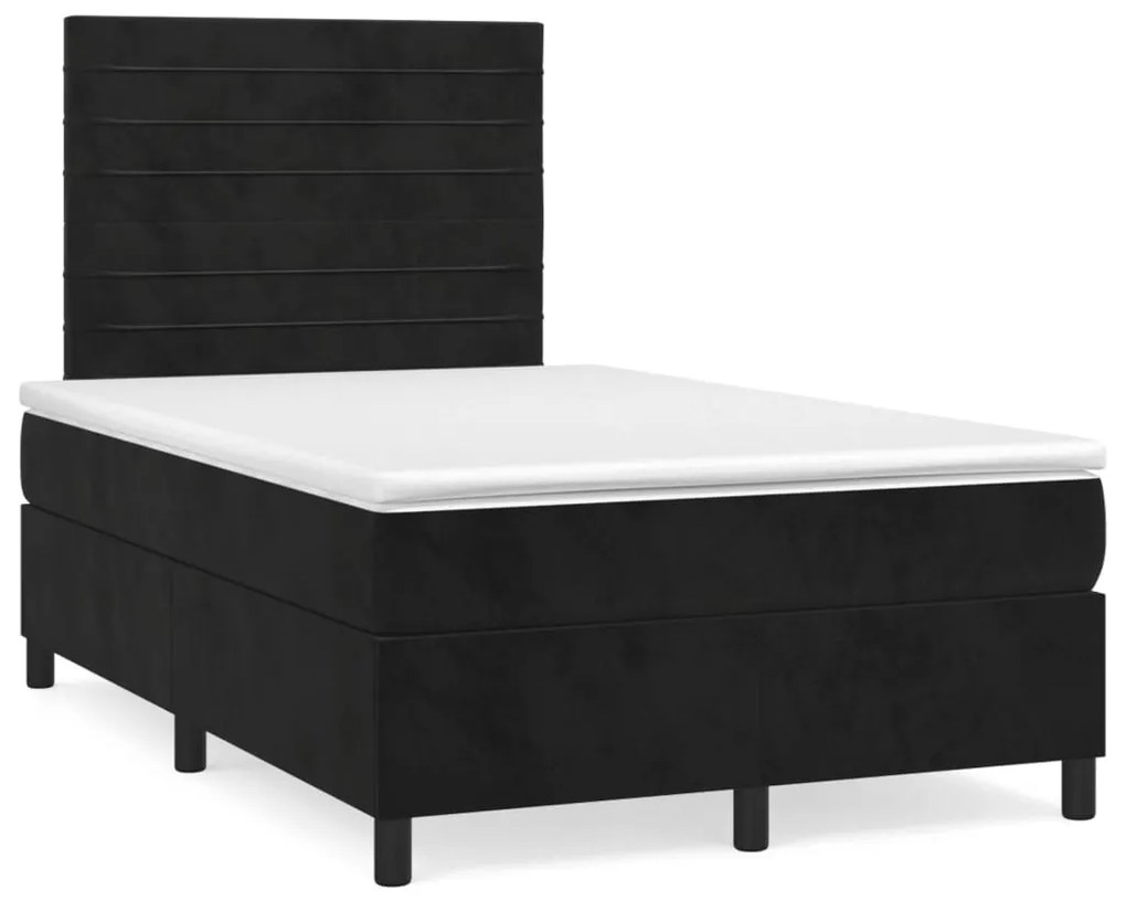 Box spring postel s matrací a LED černá 120 x 190 cm samet