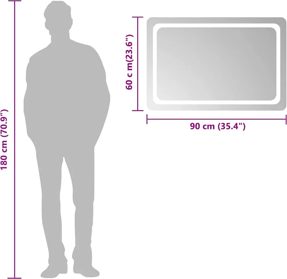 Koupelnové zrcadlo s LED osvětlením 90x60 cm 151790