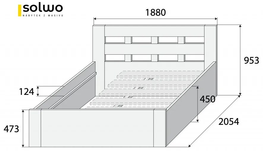 Masivní postel INA - Solwo Design Materiál: Buk cink, Povrchová úprava: Olej odstín BO103, Specifikace: 90x200