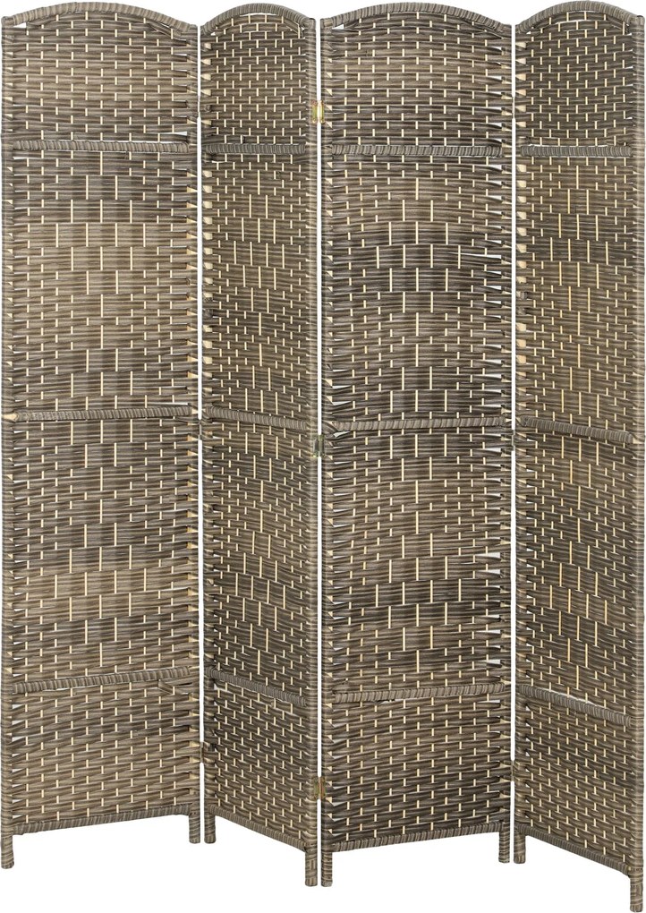 Paraván HOMCOM 4 panely 180 × 180 cm – tmavý dub | Aosom