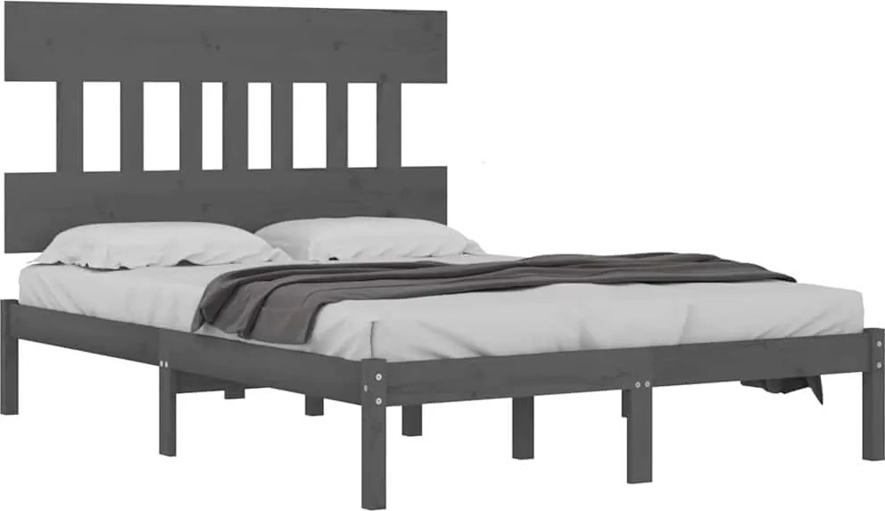 Rám postele šedý masivní dřevo 200 x 200 cm 3104760